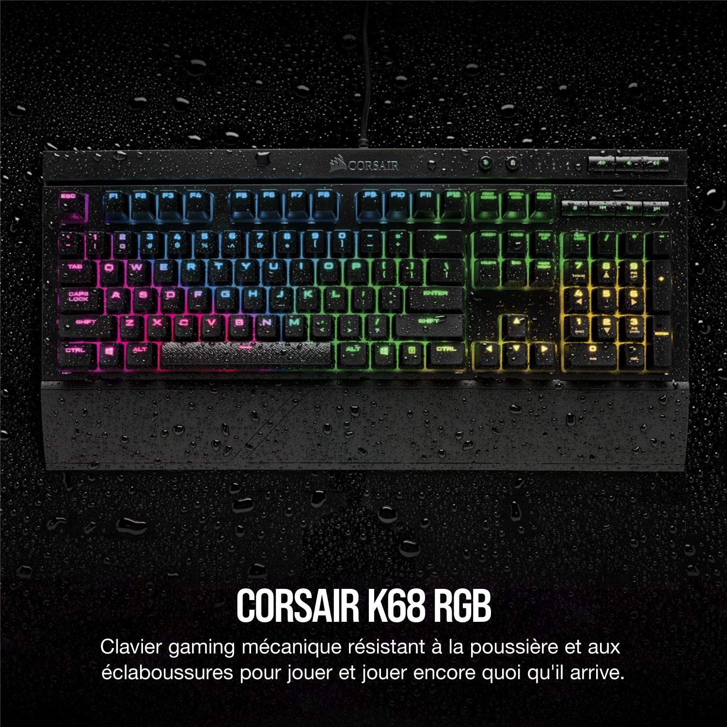 Corsair K68 RGB Gaming Tastatur Cherry MX Red Franz. AZERTY Layout ...